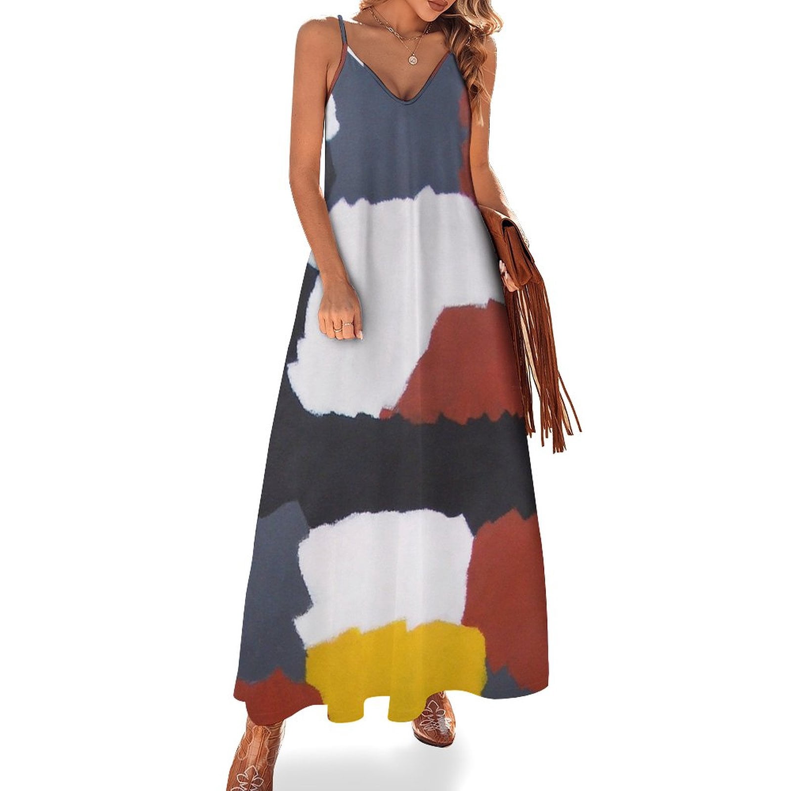 Colourful Landscape Patchwork Painting Sleeveless Dress Dresses Dance ...