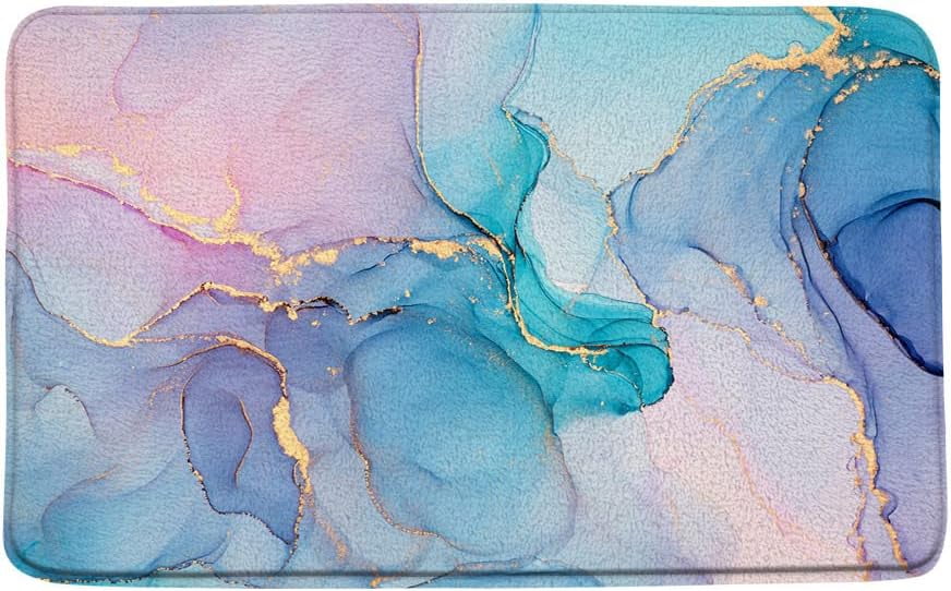 Colourful Marble Bath Mat Abstract Marble Teal Pink Blue Purple Marble ...