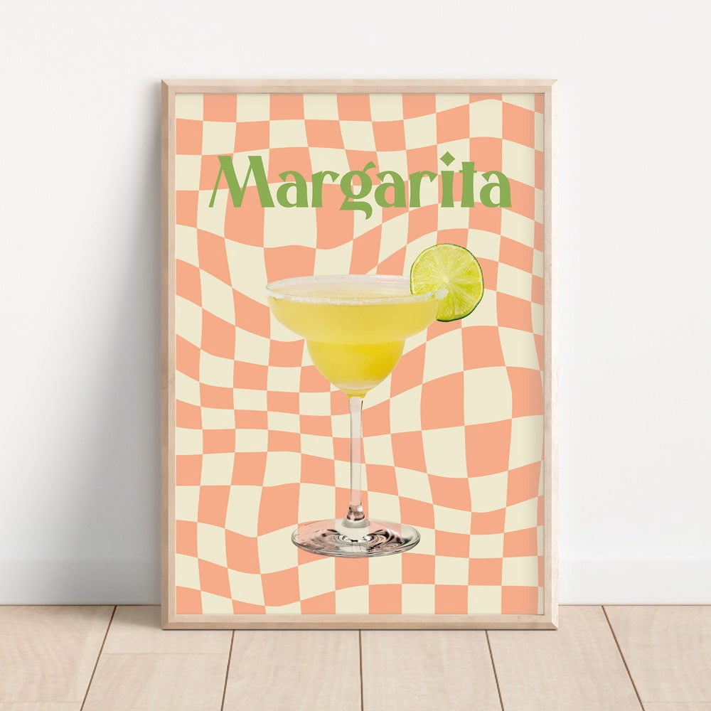 Colourful Margarita Cocktail Print - Retro 70s Bright Pastels On Trend ...
