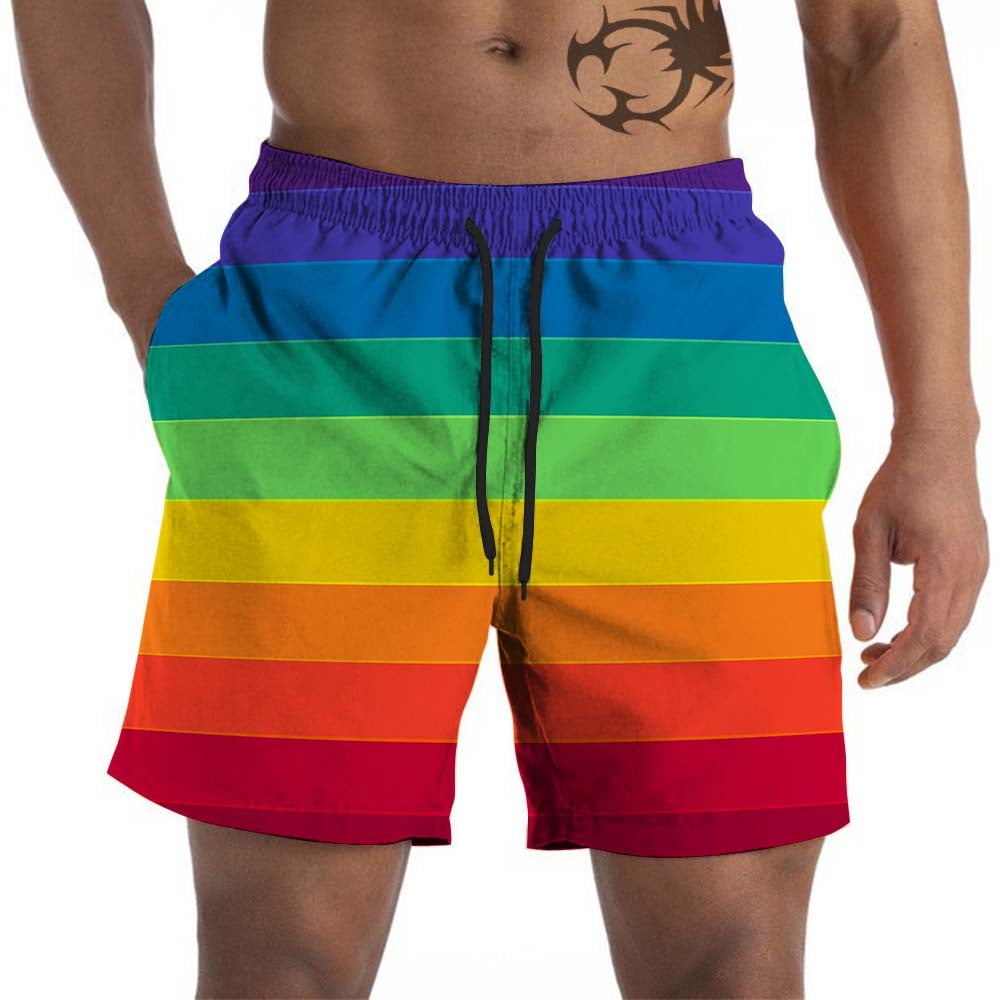 Colourful Men’s Summer Beach Swimming Pants Surf Shorts Quick Retro ...