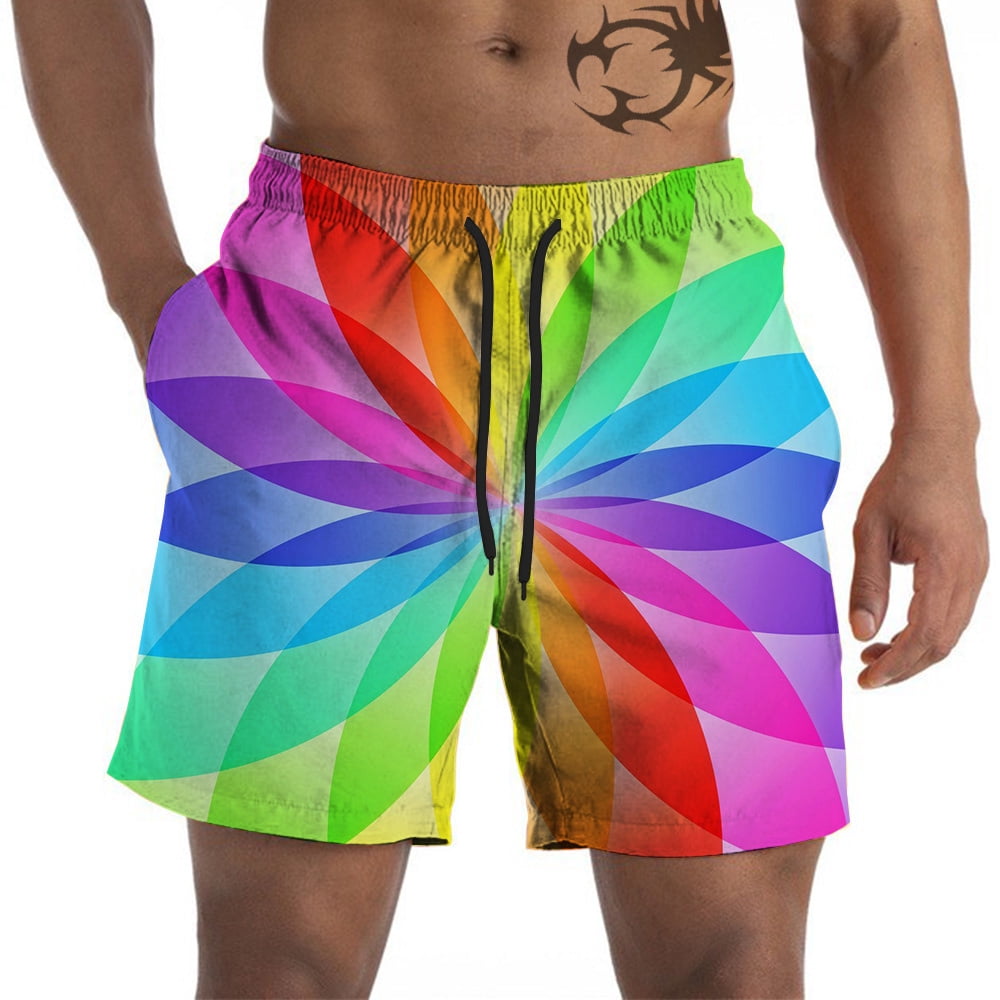 Colourful Men’s Summer Beach Swimming Pants Surf Shorts Quick Retro ...