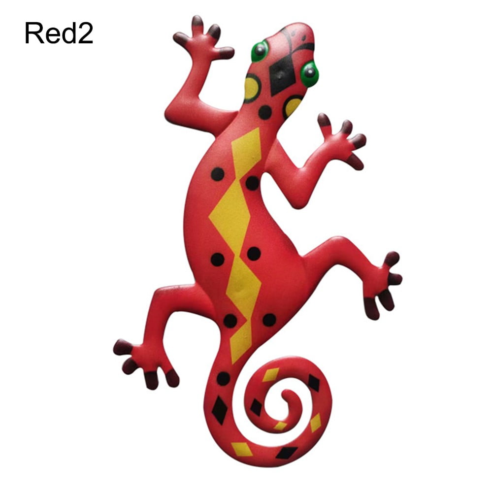 Colourful Metal Lizard Garden Art Wall Hanging Fence Ornament ...