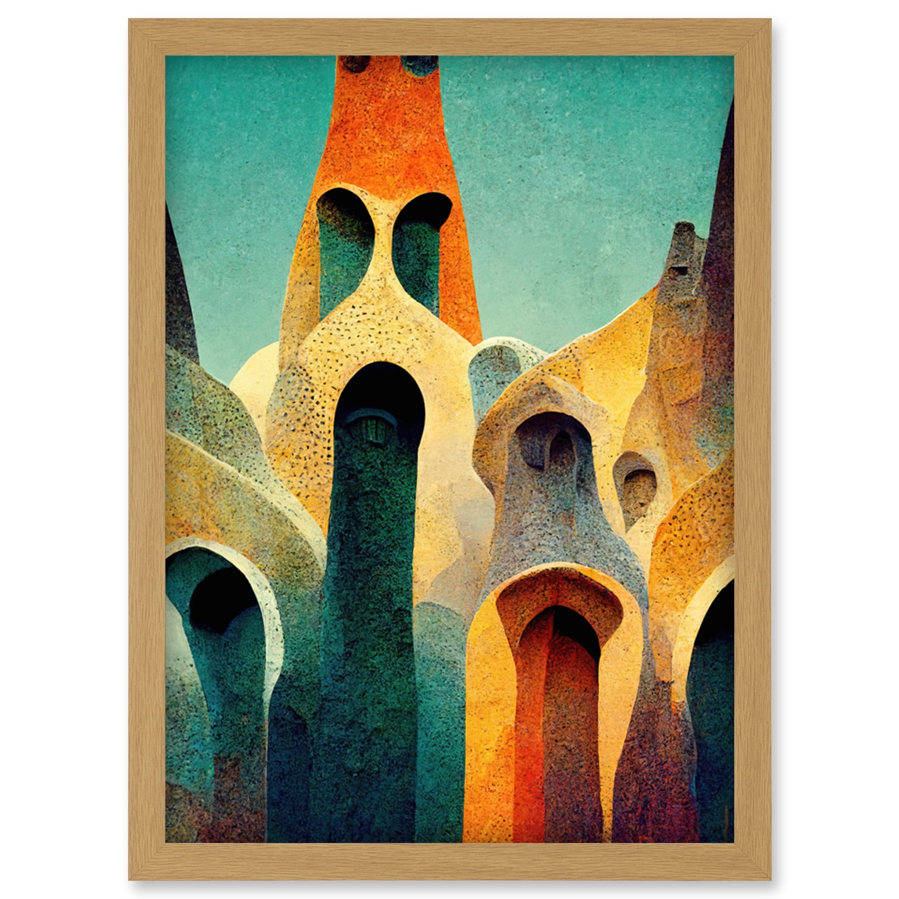 Colourful Modern Painting Gaudi Style Architecture Sagrada Familia ...
