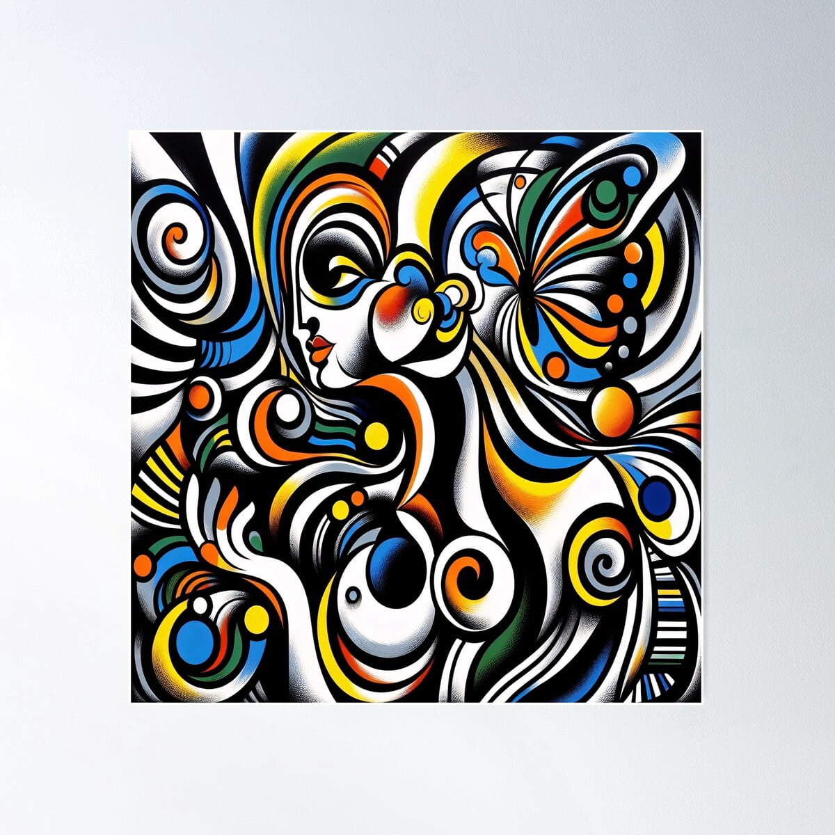 Colourful Modern Surrealist Abstract Portrait Poster Wall Art, Modern ...