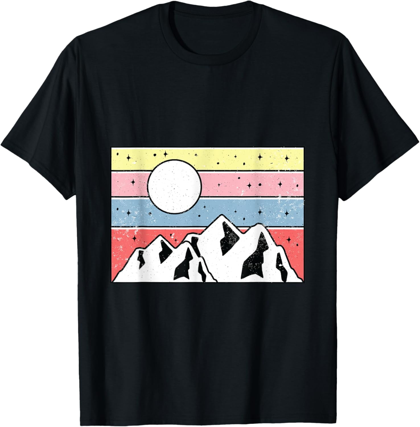 Colourful Mountain Design, Minimalist Sunset Block Landscape T-Shirt ...