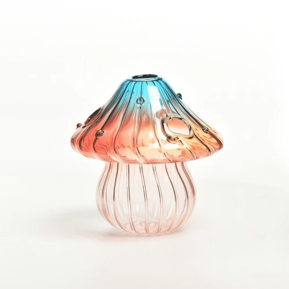 Colourful Mushroom Vase Creative Hydroponic Transparent Glass Aromatherapy Vase Living Room ...