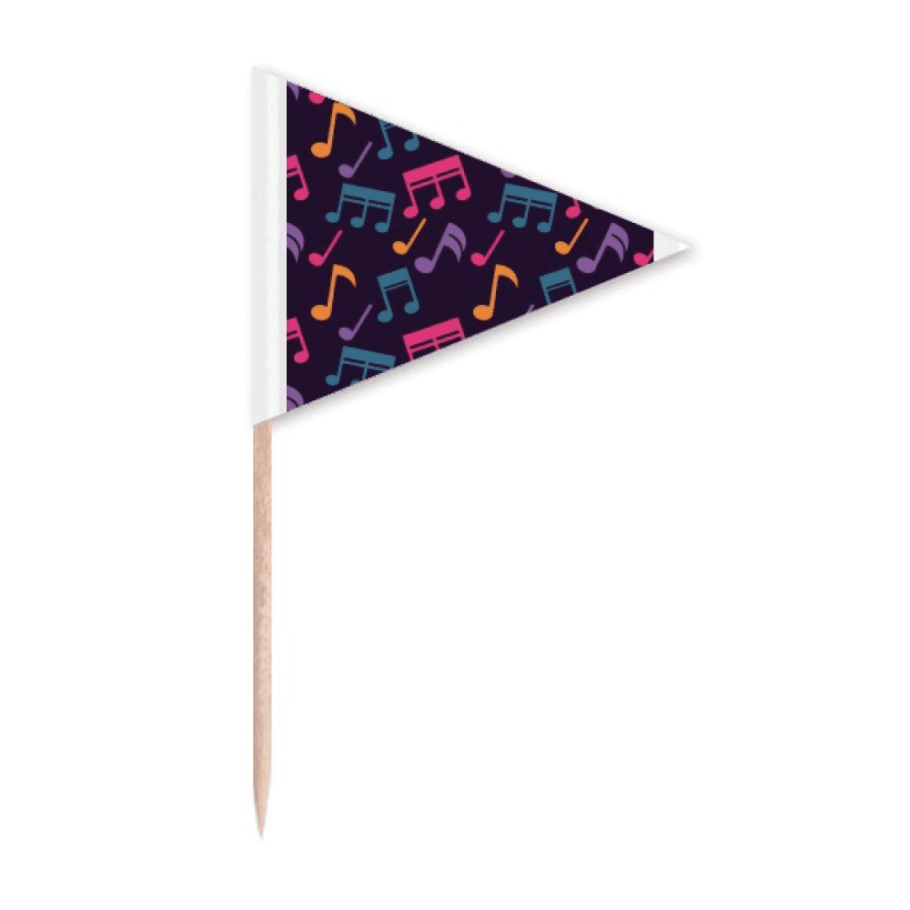 Colourful Music Notes Black Toothpick Triangle Cupcake Toppers Flag ...