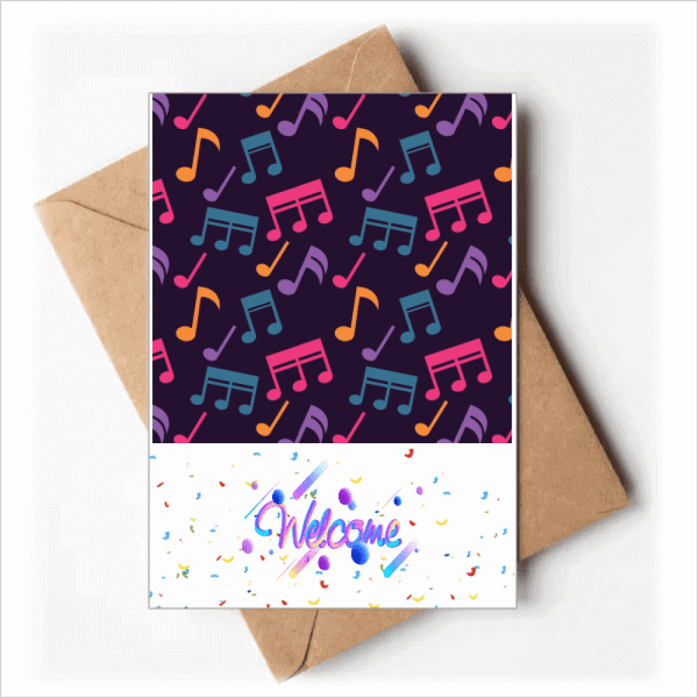 Colourful Music Notes Black Welcome Back Greeting Cards Envelopes Blank ...