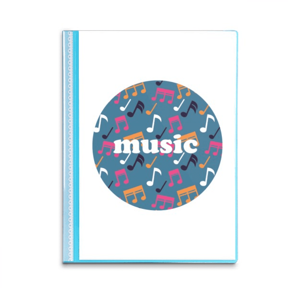 Colourful Music Notes Blue Book Sheet Protectors Portfolio Binder ...