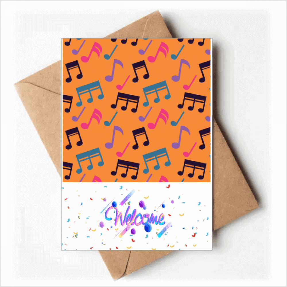 Colourful Music Notes Orange Welcome Back Greeting Cards Envelopes ...