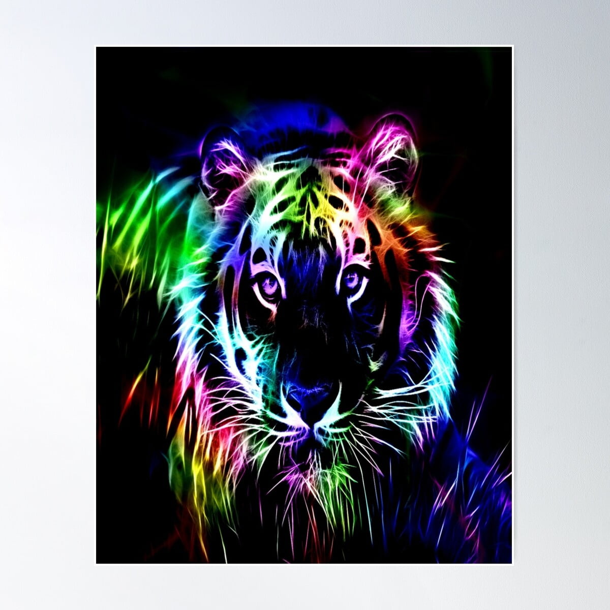 Colourful Neon Tiger Art Poster Wall Art, Modern Wall Decor For Living ...