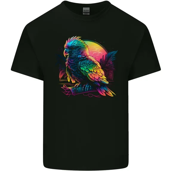 Colourful Parrot Animal Bird Graphic Design Light Cotton Short Sleeve ...