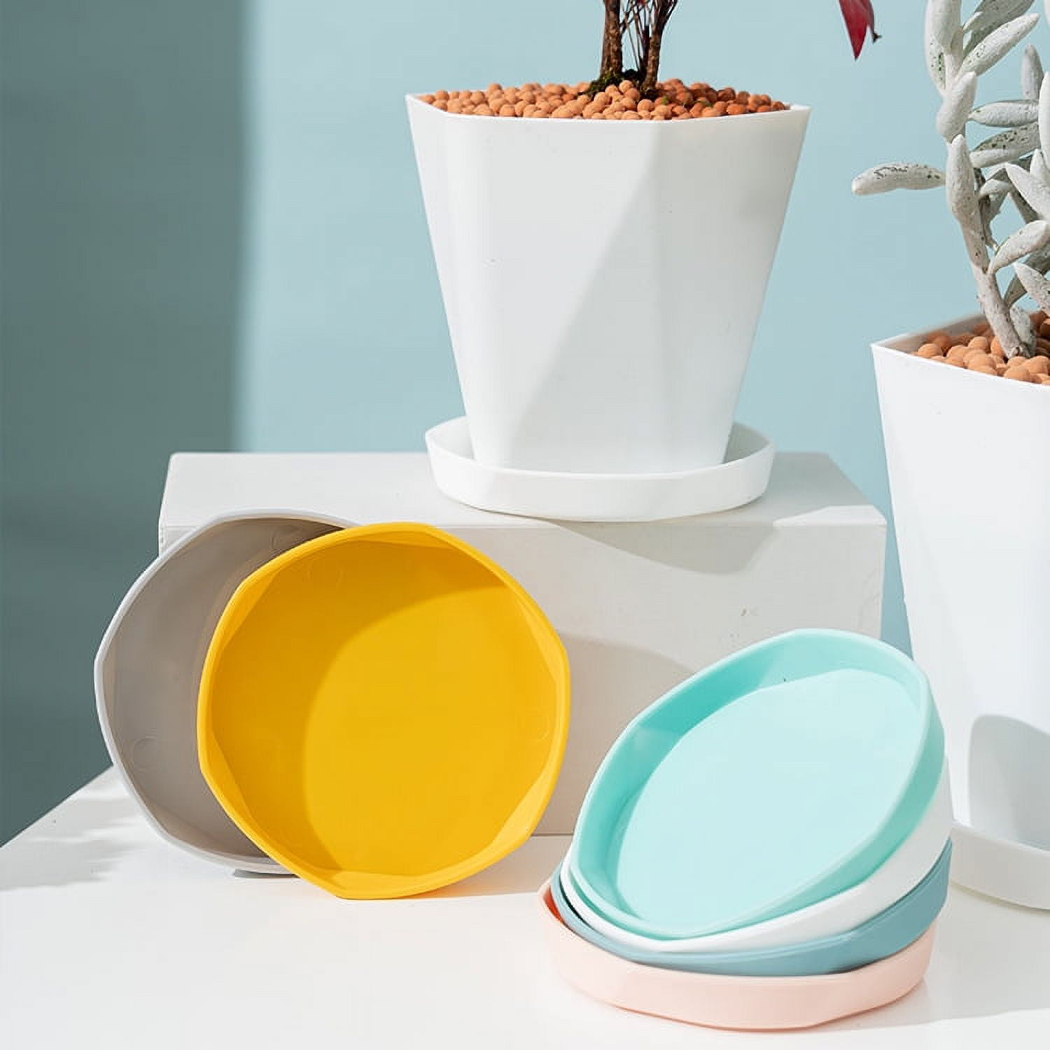 Colourful Plant Saucer, 4 5 7 Inch Durable Plastic Plant Tray, Round ...