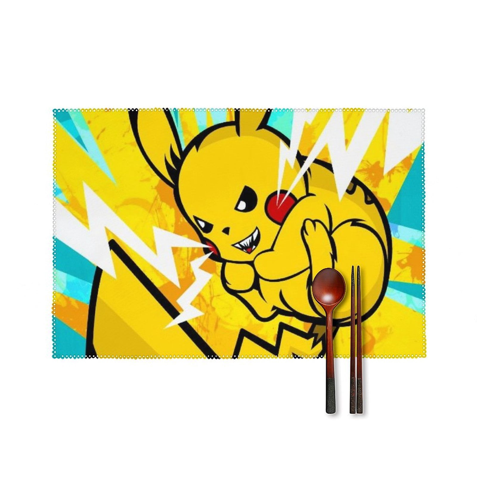 Colourful Pokemon Placemats Set of 6, 12x18 Inch Waterproof Stain ...