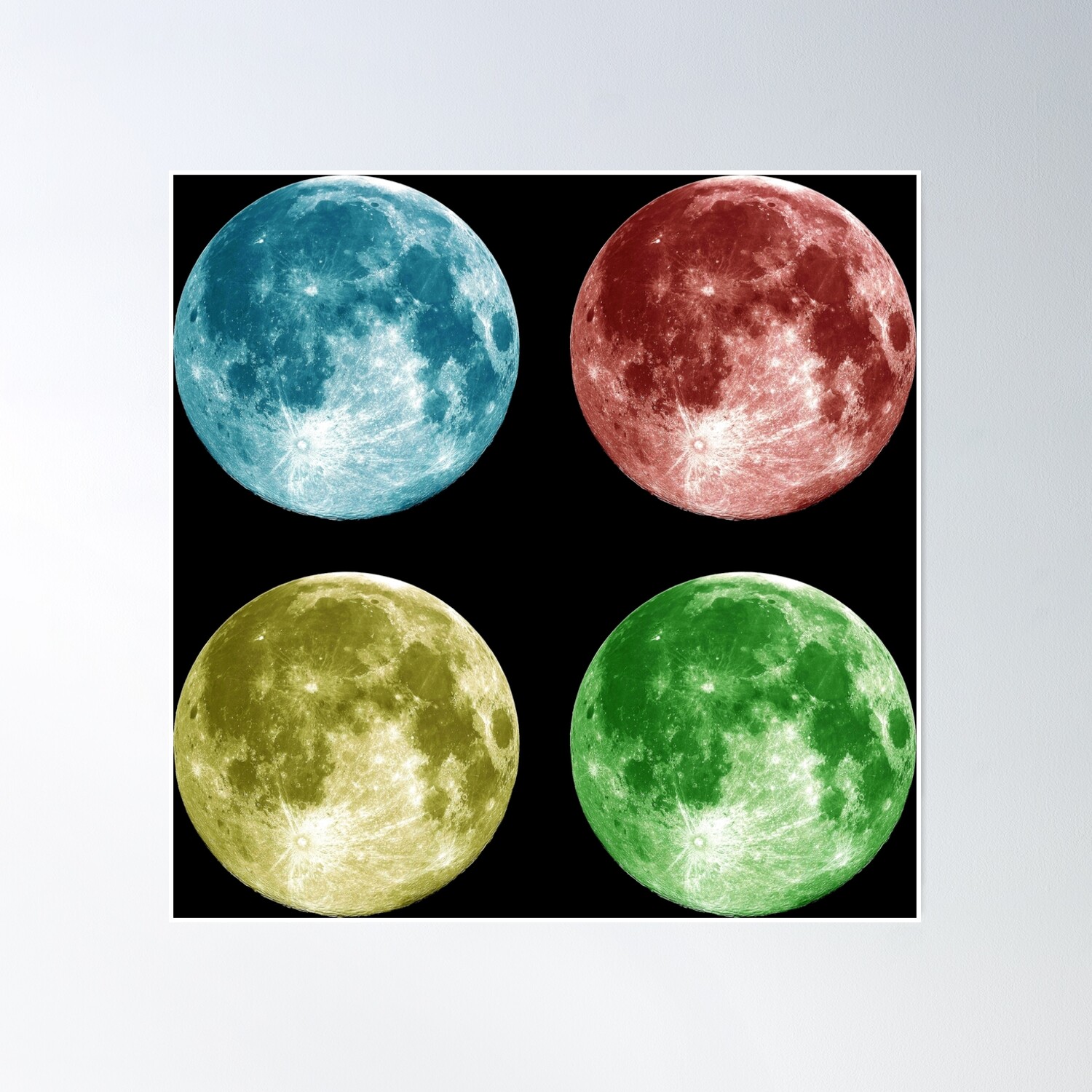 Colourful Pop-Art Moon Poster Wall Art, Modern Wall Decor, 16x16 ...