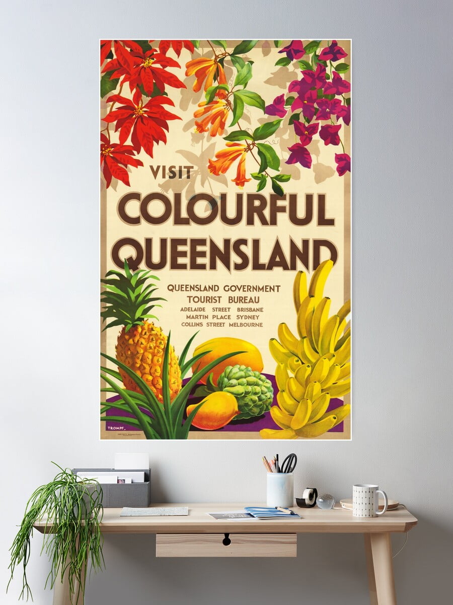 Colourful Queensland Australia Tropical Fruit And Flora Poster Poster ...