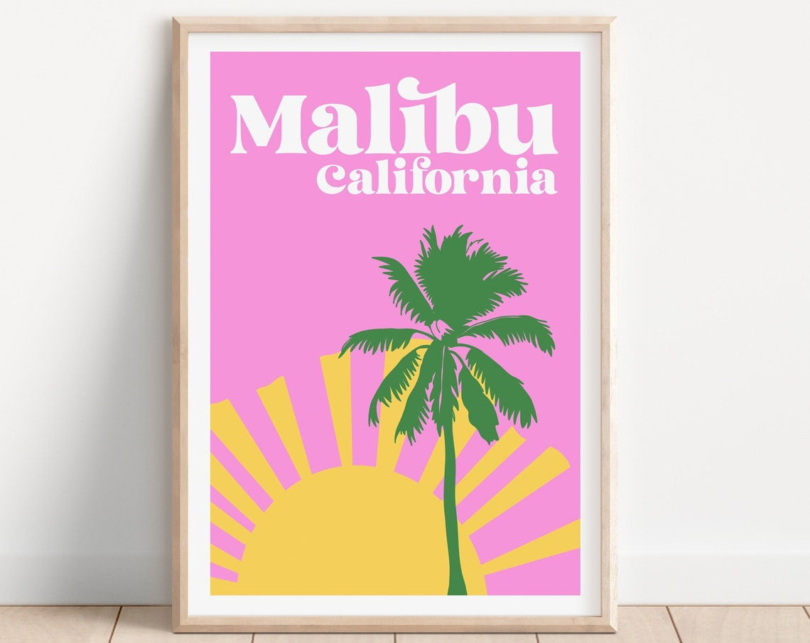 Colourful Retro Palm Tree Print - Usa Travel Poster, Road Trip Print ...