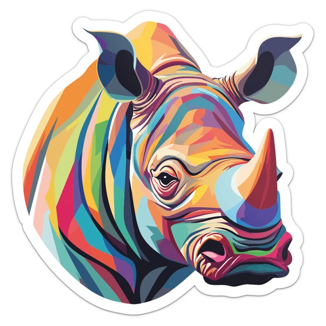 Colourful Rhino Animal Decal Sticker Phone Decal Water Bottle Stickers ...