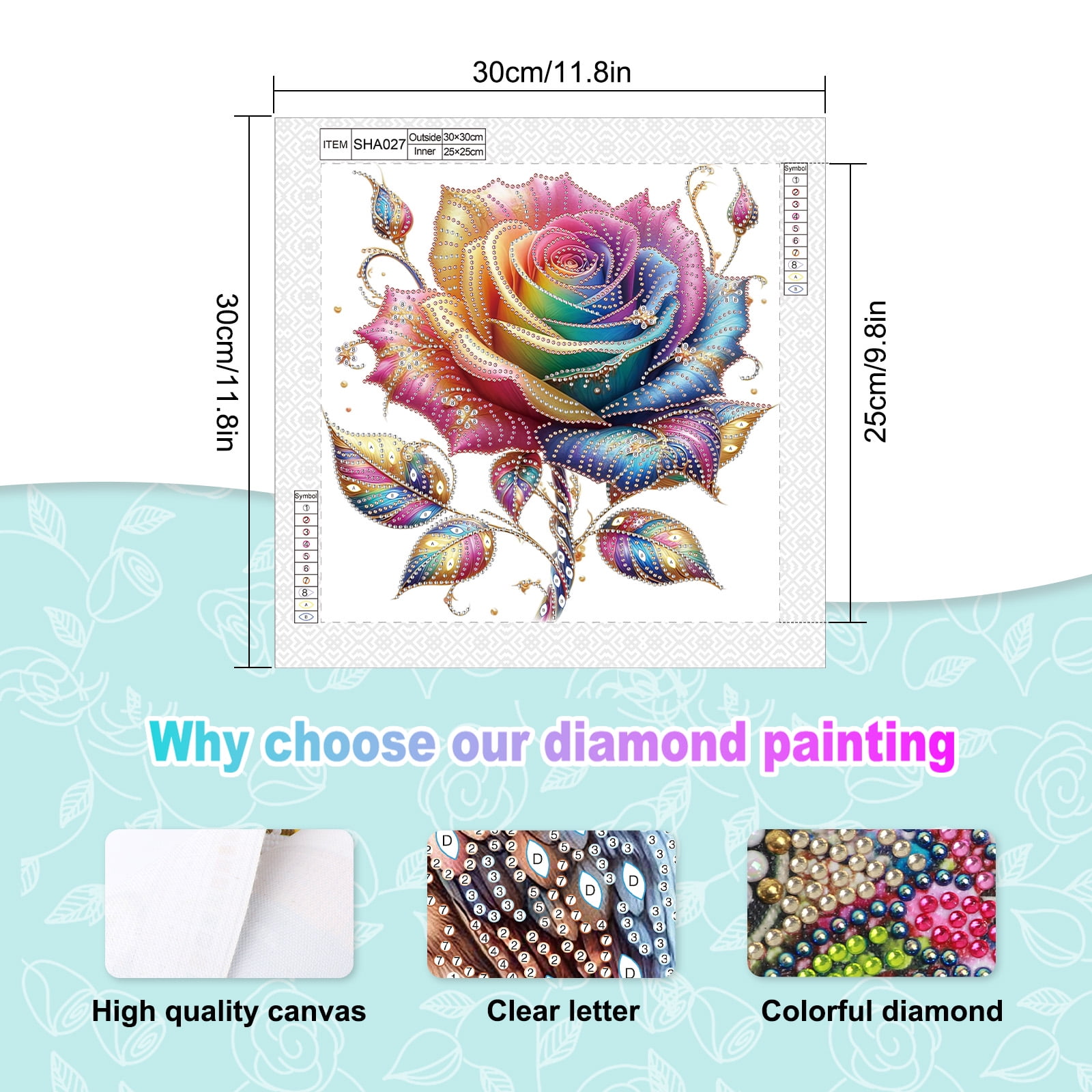 Colourful Rose Diamond Art Painting Kit - Walmart.com