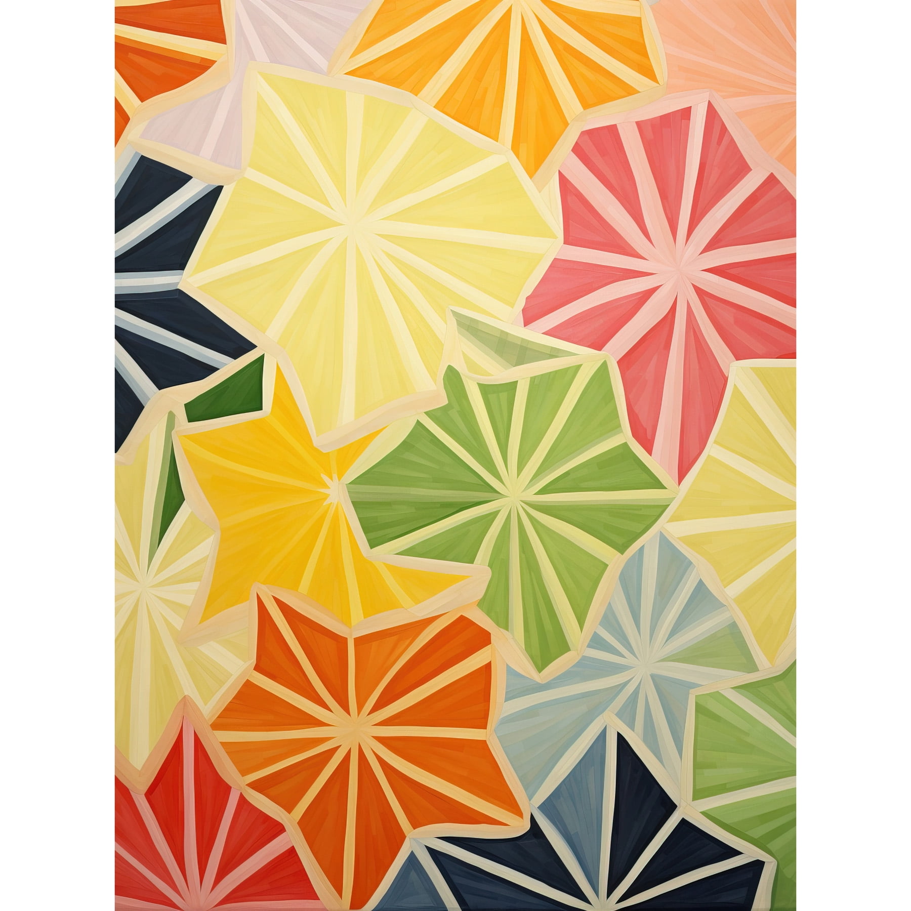 Colourful Slices of Star Fruit Bright Watercolour Painting Abstract ...