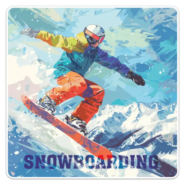 Colourful Snowboarding Sticker Phone Decal Water Bottle Stickers Car ...