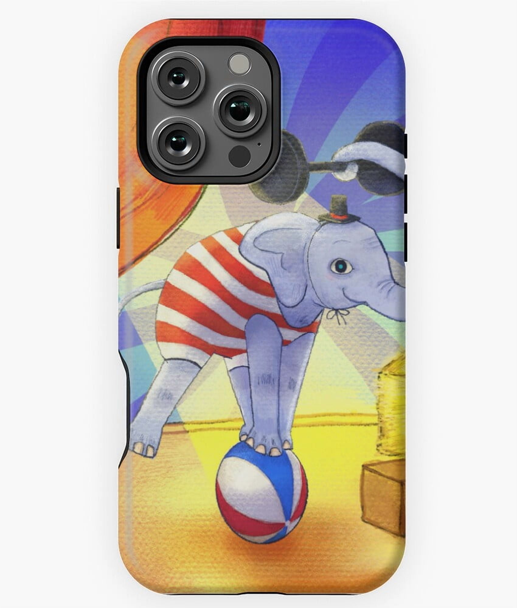 Colourful Stylised Circus Elephant Phone Case for iPhone 16 15 14 13 12 ...