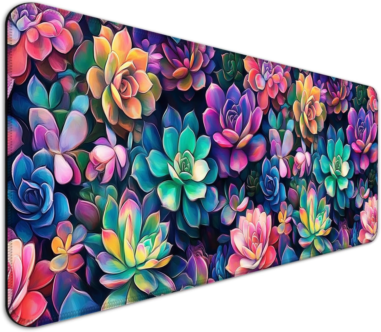 Colourful Succulent Plants Gaming Desk Mat, Extended Large Nature ...