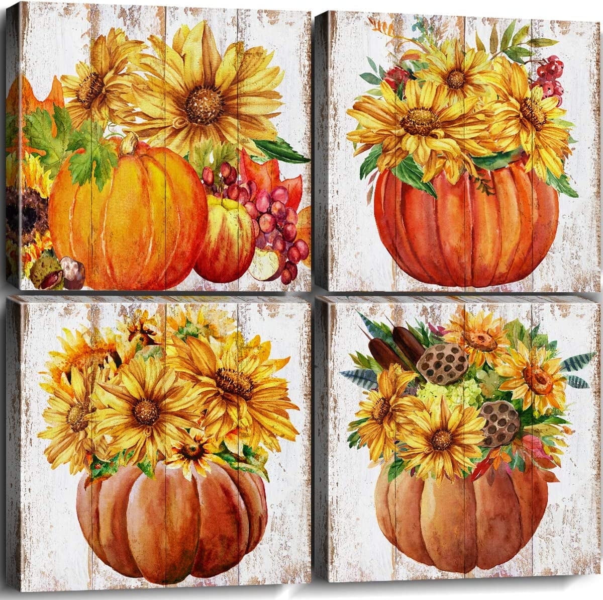 Colourful Sunflower Pumpkin Figure Wall Art Decor Modern Painting ...