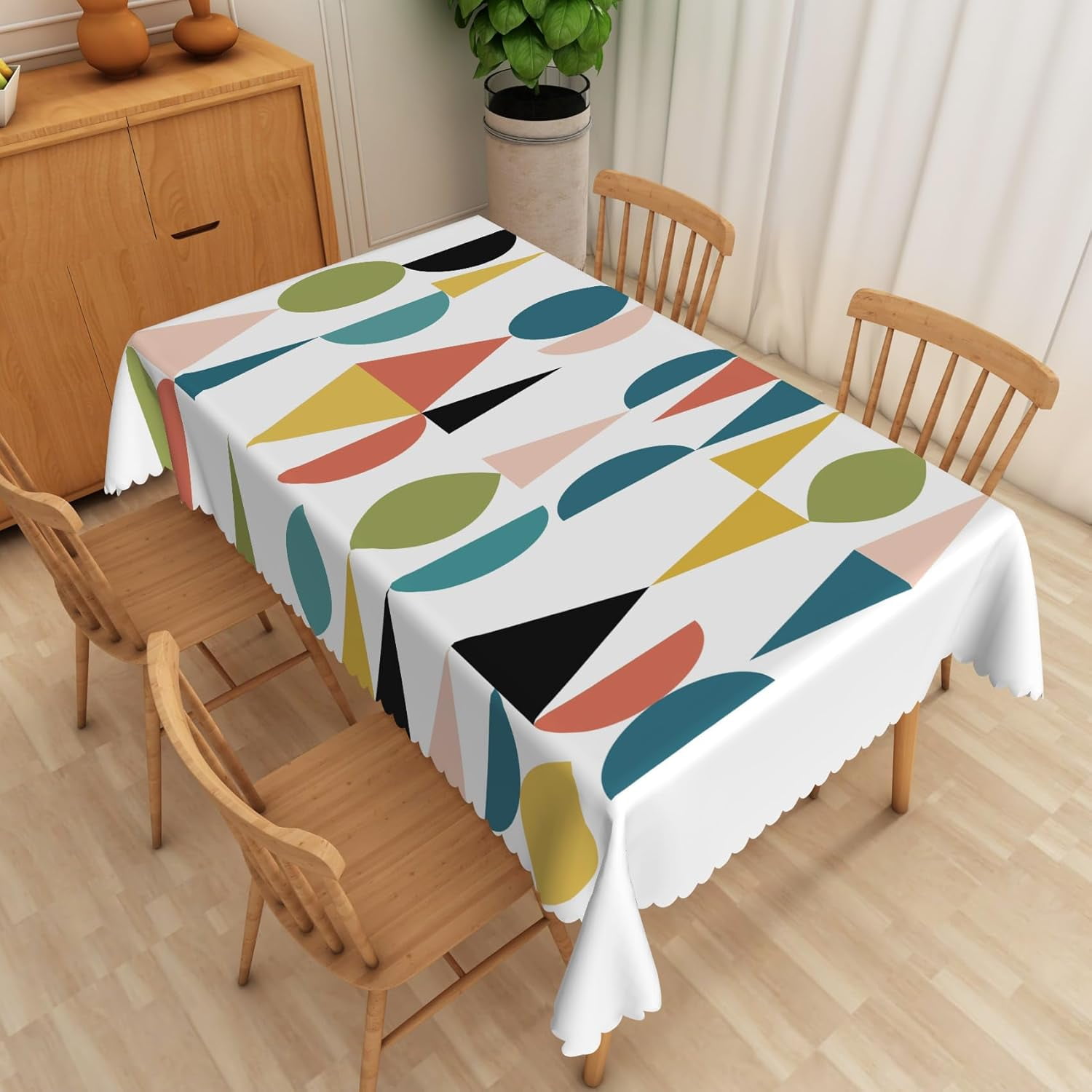 Colourful Symmetrical Modern Geometric Tablecloth,30x60 Inch Mid ...
