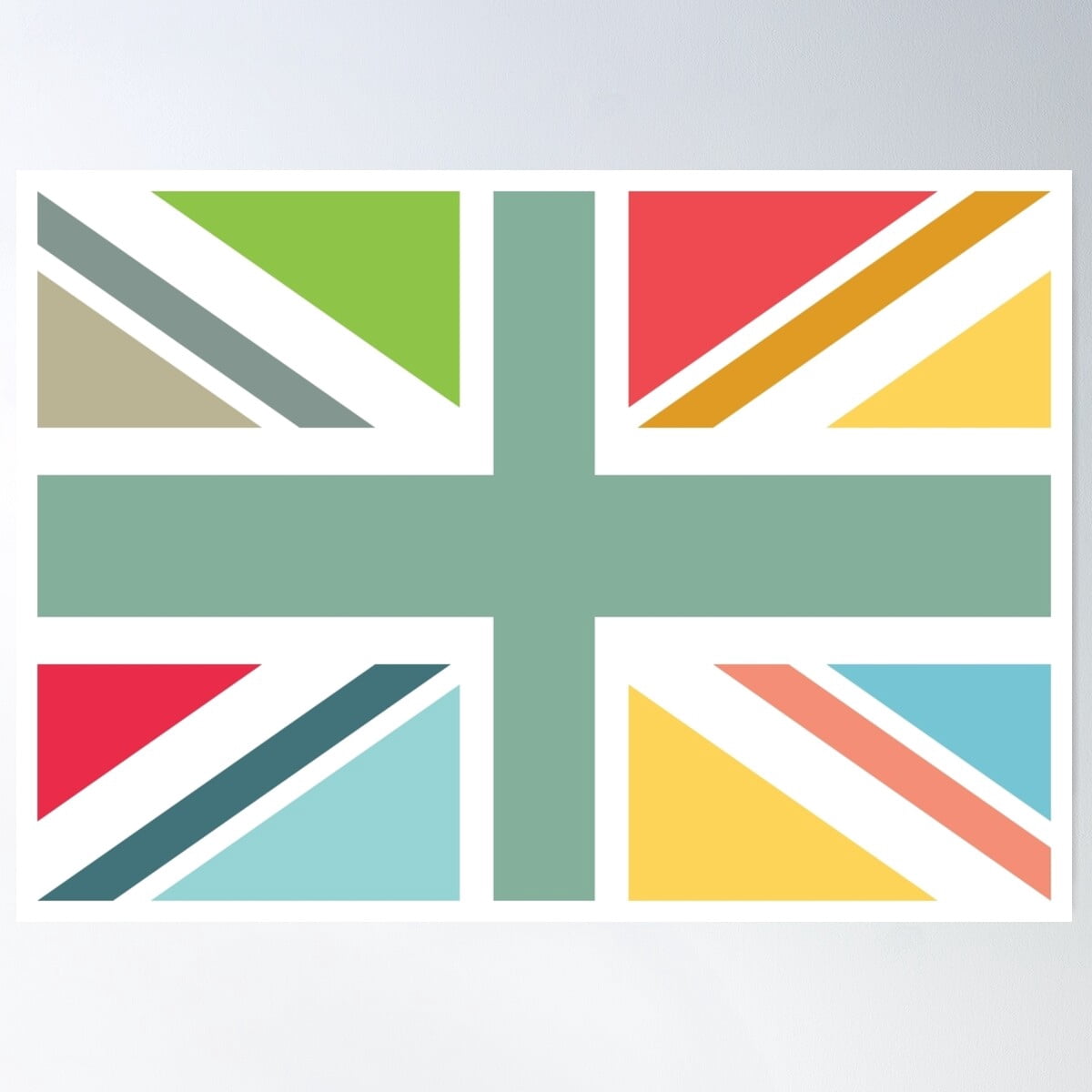 Colourful Union Jack Flag Poster Wall Art, Modern Wall Decor For Living ...
