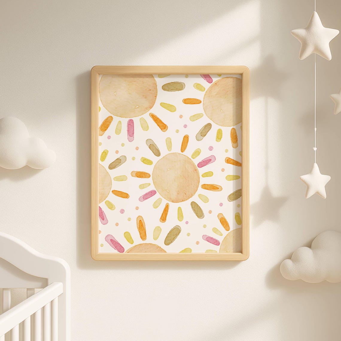 Colourful Watercolour Sunshine Nursery Decor Room Art Baby Girl Nursery ...