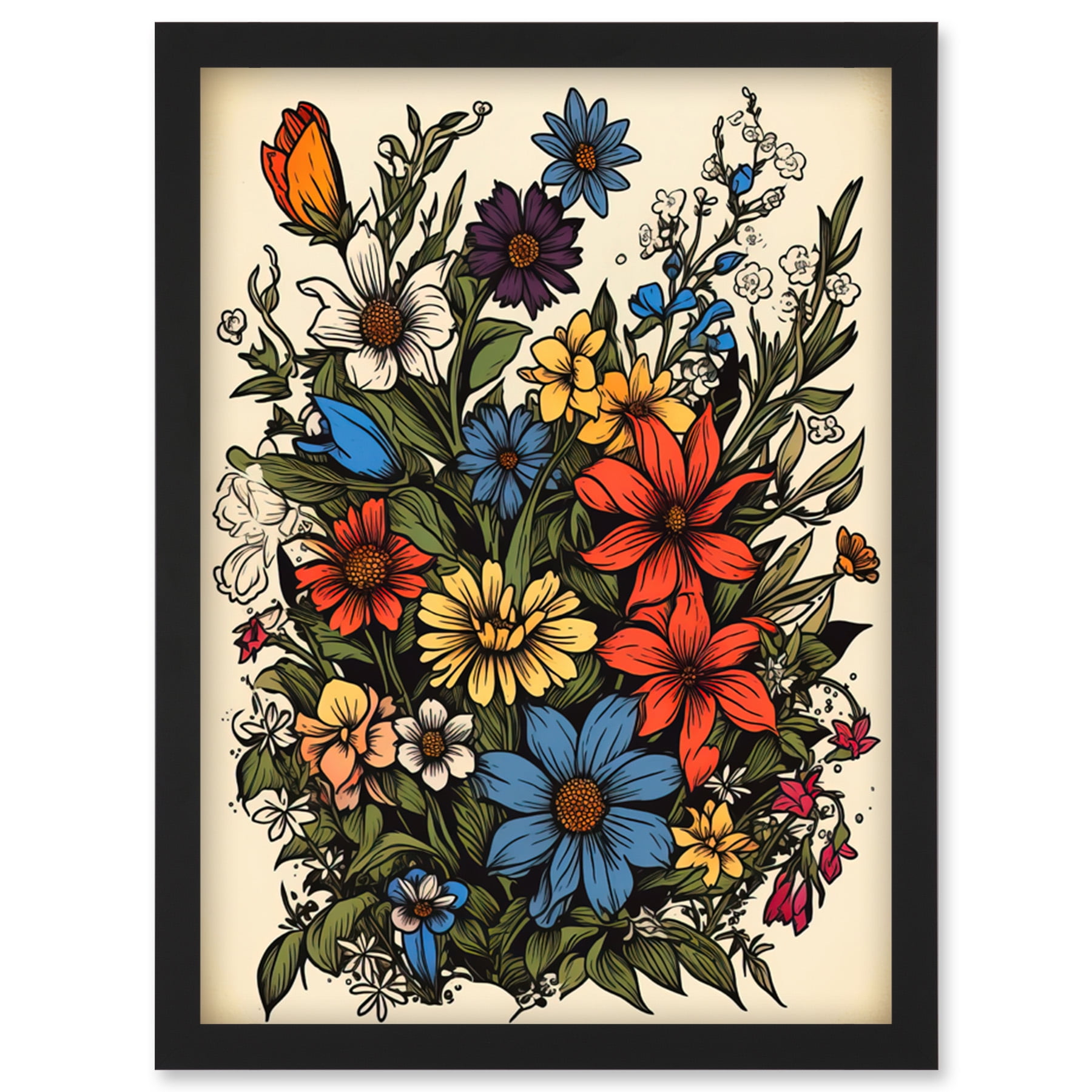 Colourful Wildflower Meadow Tattoo Ink Body Art Rockabilly Americana ...