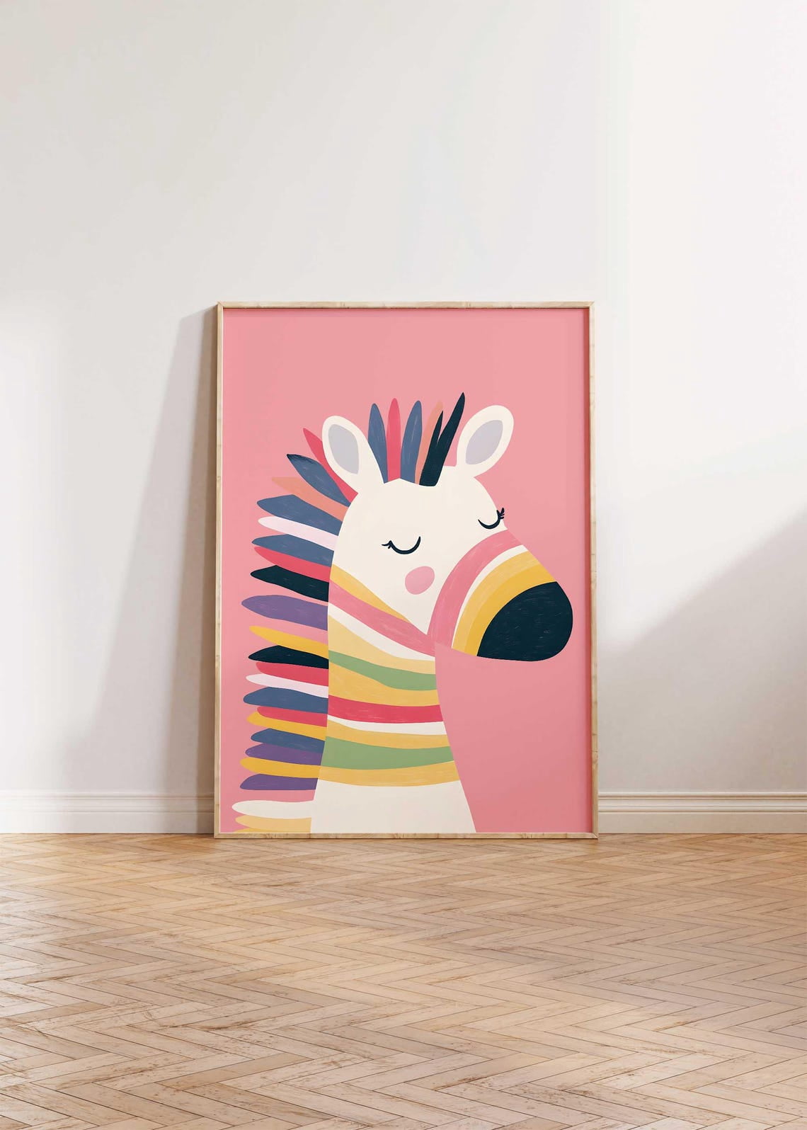 Colourful Zebra Nursery Wall Art, Pink Animal Print, Fun Safari Themed ...