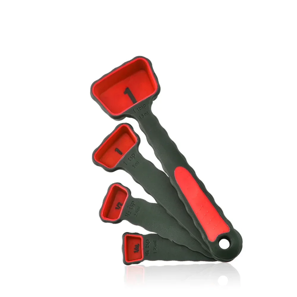 Colourful collapsible silicone measuring spoon measuring cup set baking ...