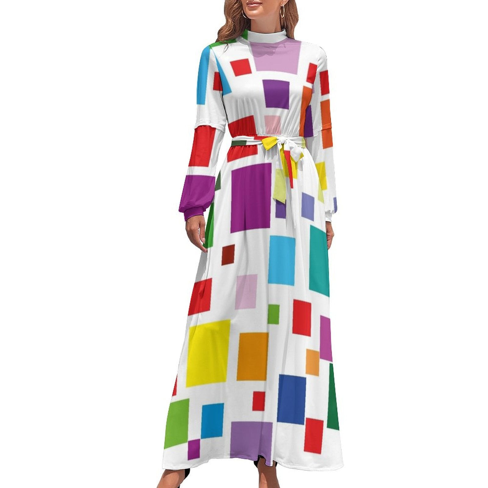 Colourful squares multi sized and multi coloured Long Dress Woman ...