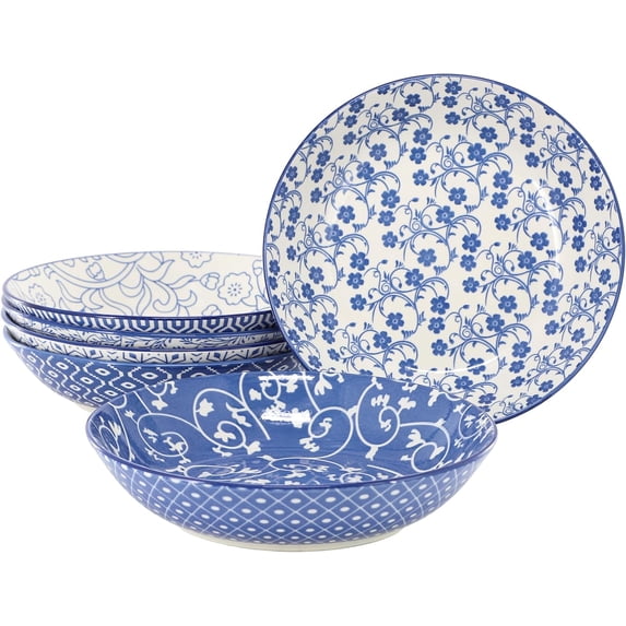 Colourfull Aurora 6 Piece Assorted Design Porcelain Blue Graphic Bowl ...