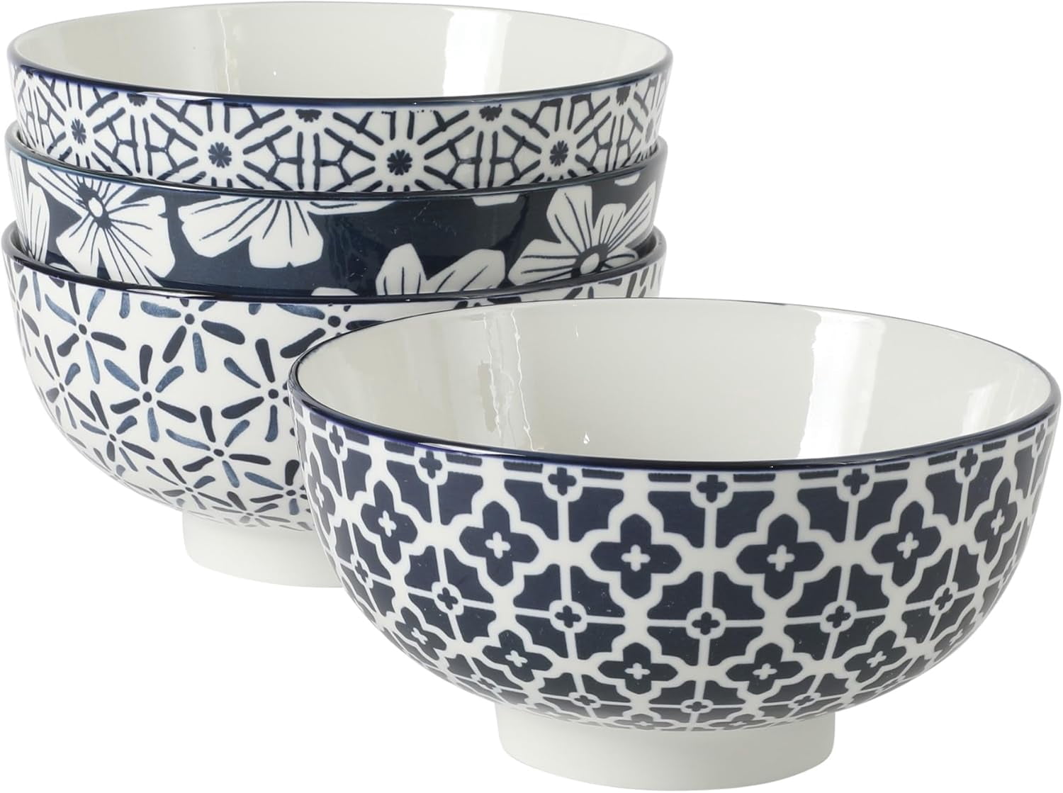 Colourfull Castle Way 4-Piece Serving Bowl Set, 8 Inch Round Stoneware ...