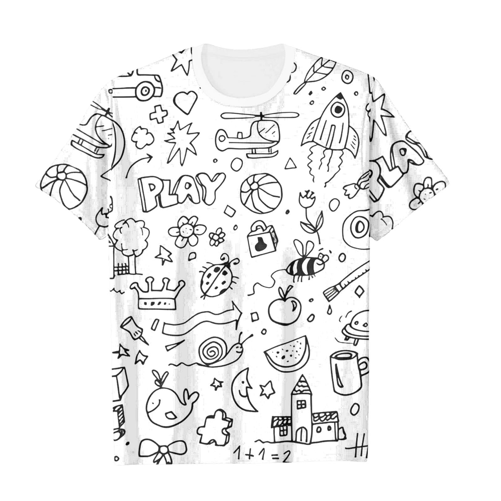 Colouring Shirts for Kids Cotton Kid Funny Diy Hand Print T Shirts Crew ...