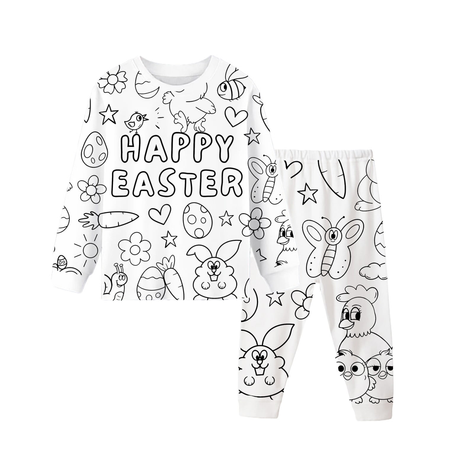 Colouring Your Own Easter Pajamas Toddler Boys And Girls 2PCS Happy ...