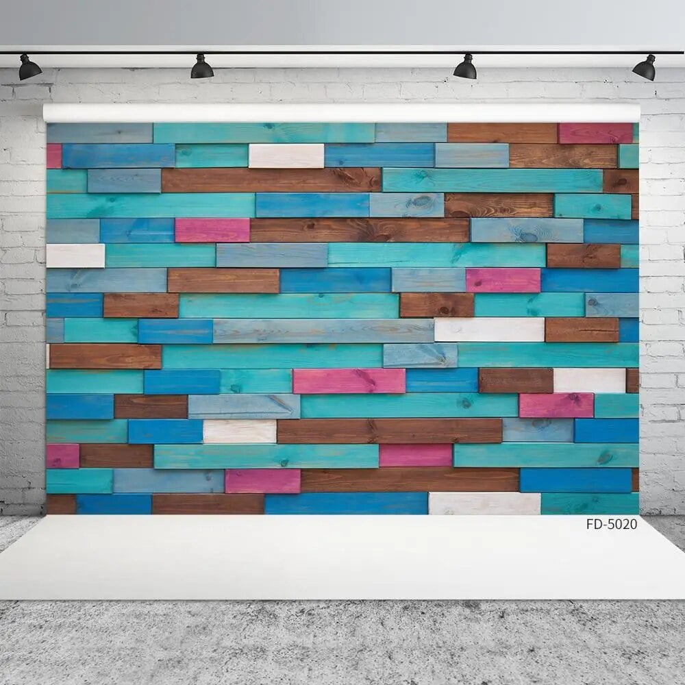 Colours Wooden Board Brick Wall Vinyl Backdrops Baby Shower Newborn ...