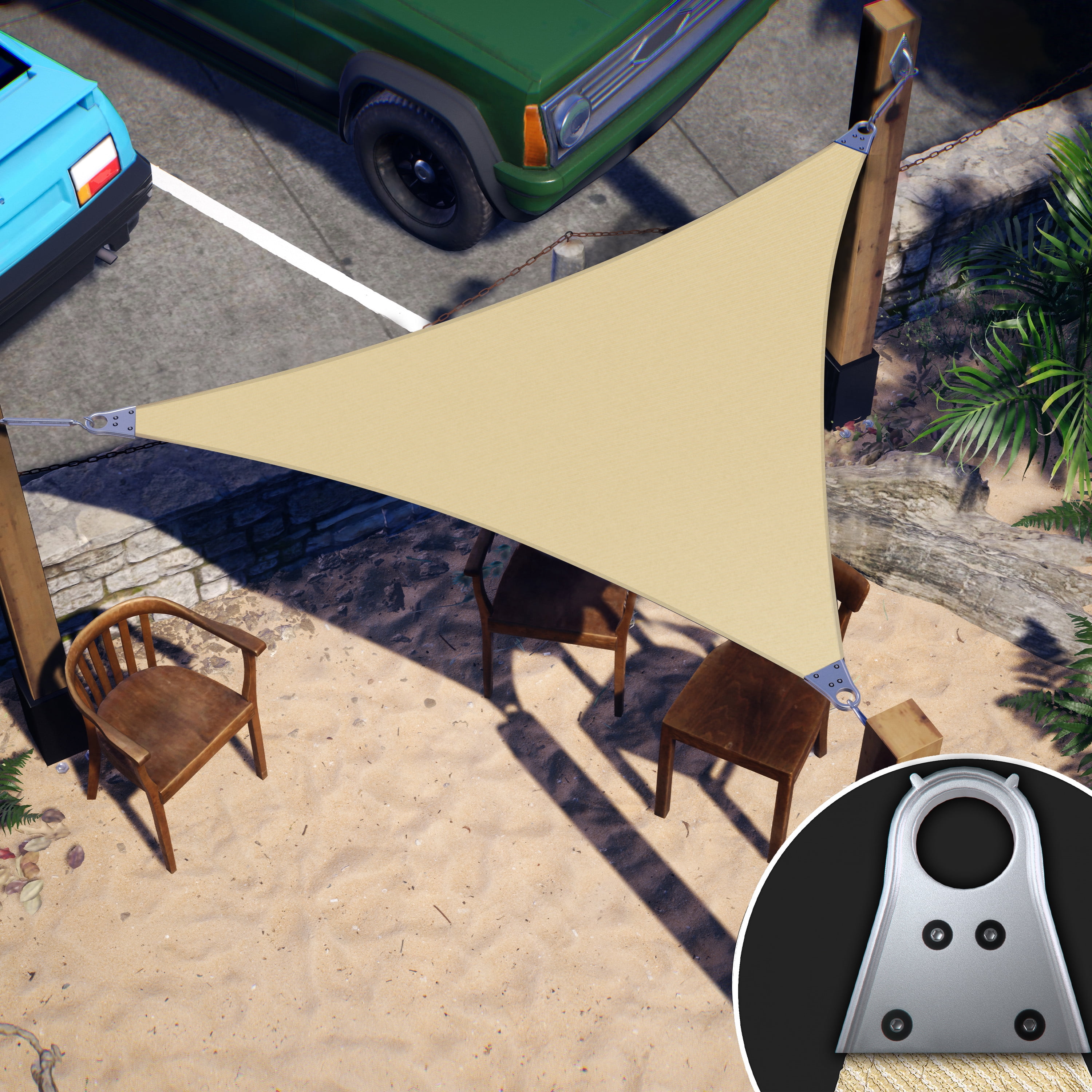 Colourtree 45' x 45' x 45' Beige Triangle Size Super Ring Sun Shade ...