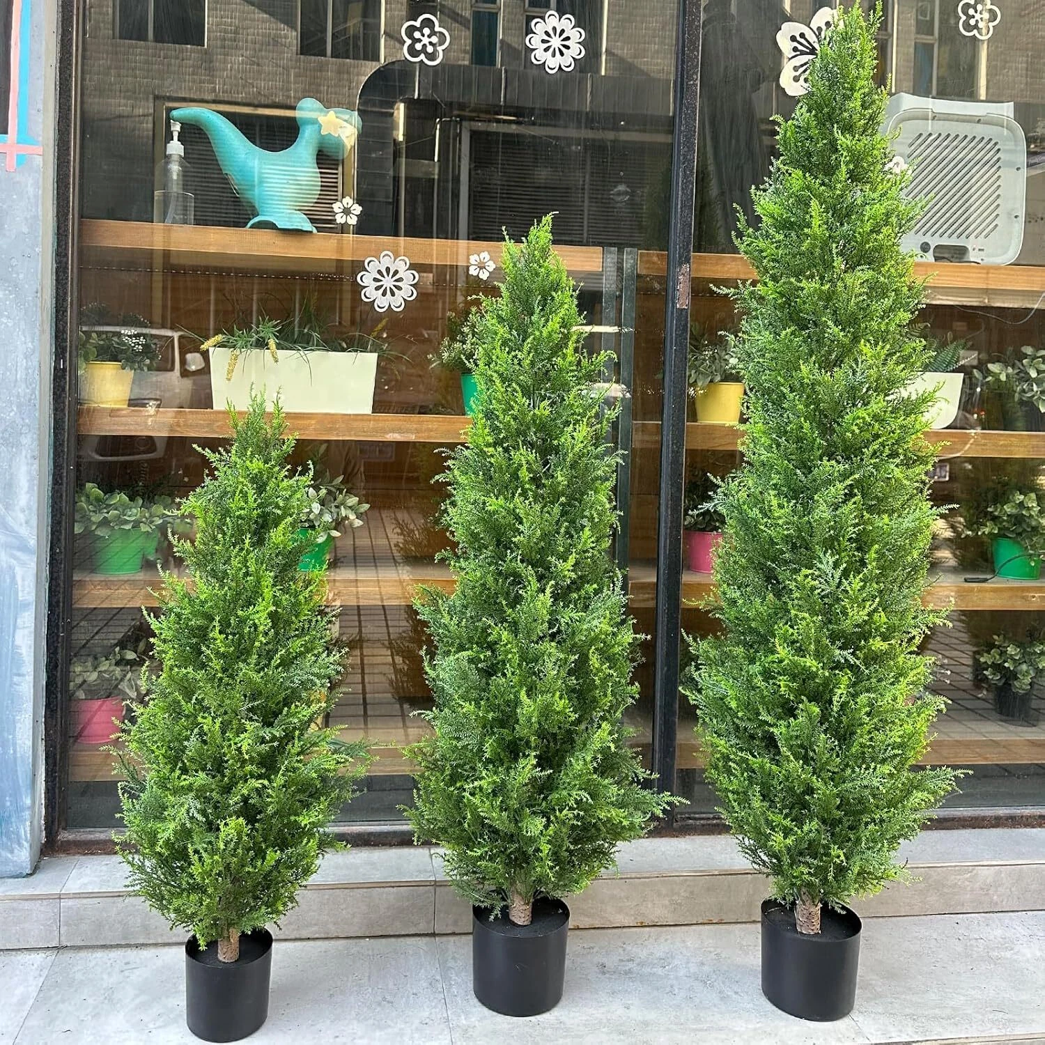 Colourtree 82.7 inch Artificial Cedar Topiary Fake Cypress Trees ...