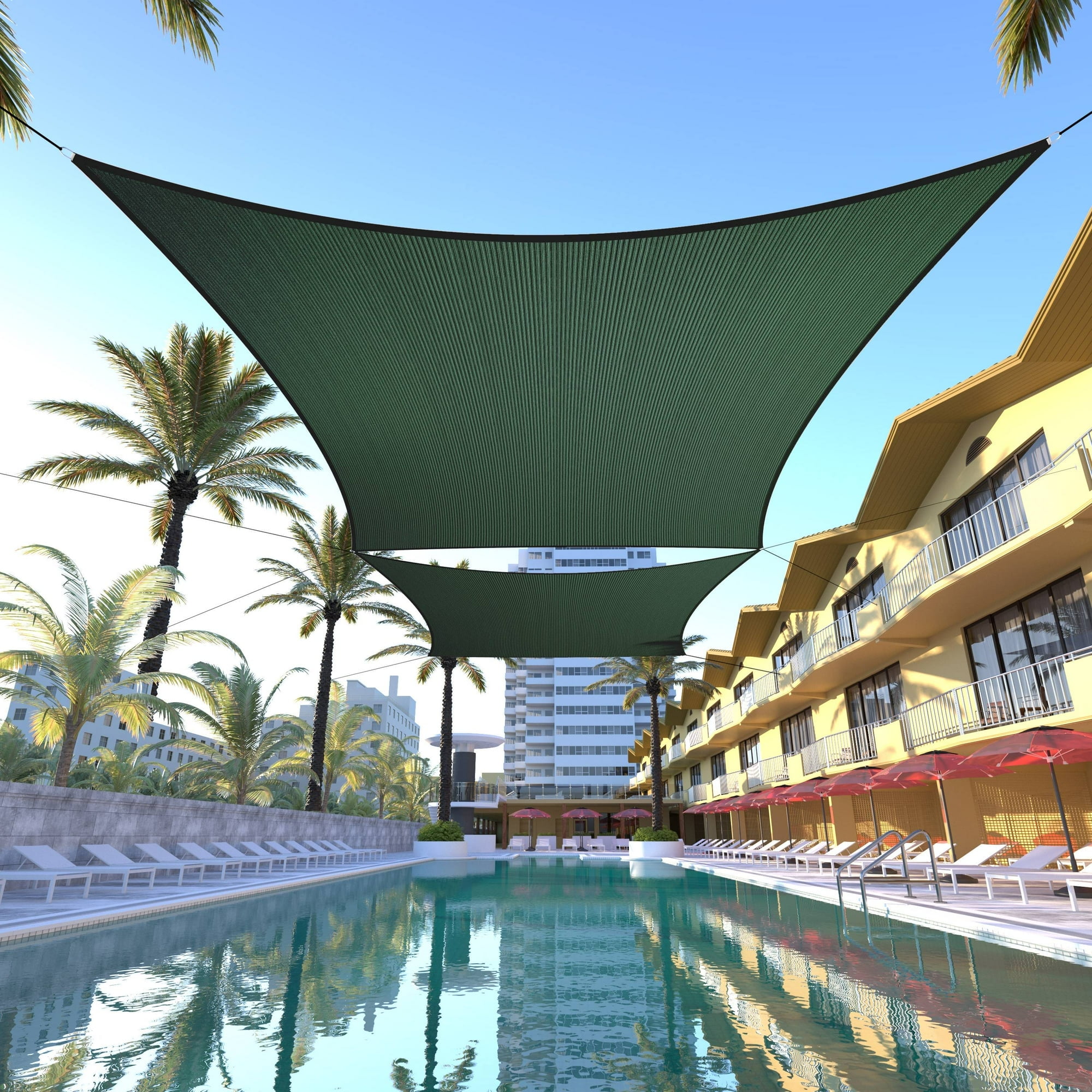 Colourtree Custom Size 10' x 20' Rectangle Green Sun Shade Sail Canopy ...