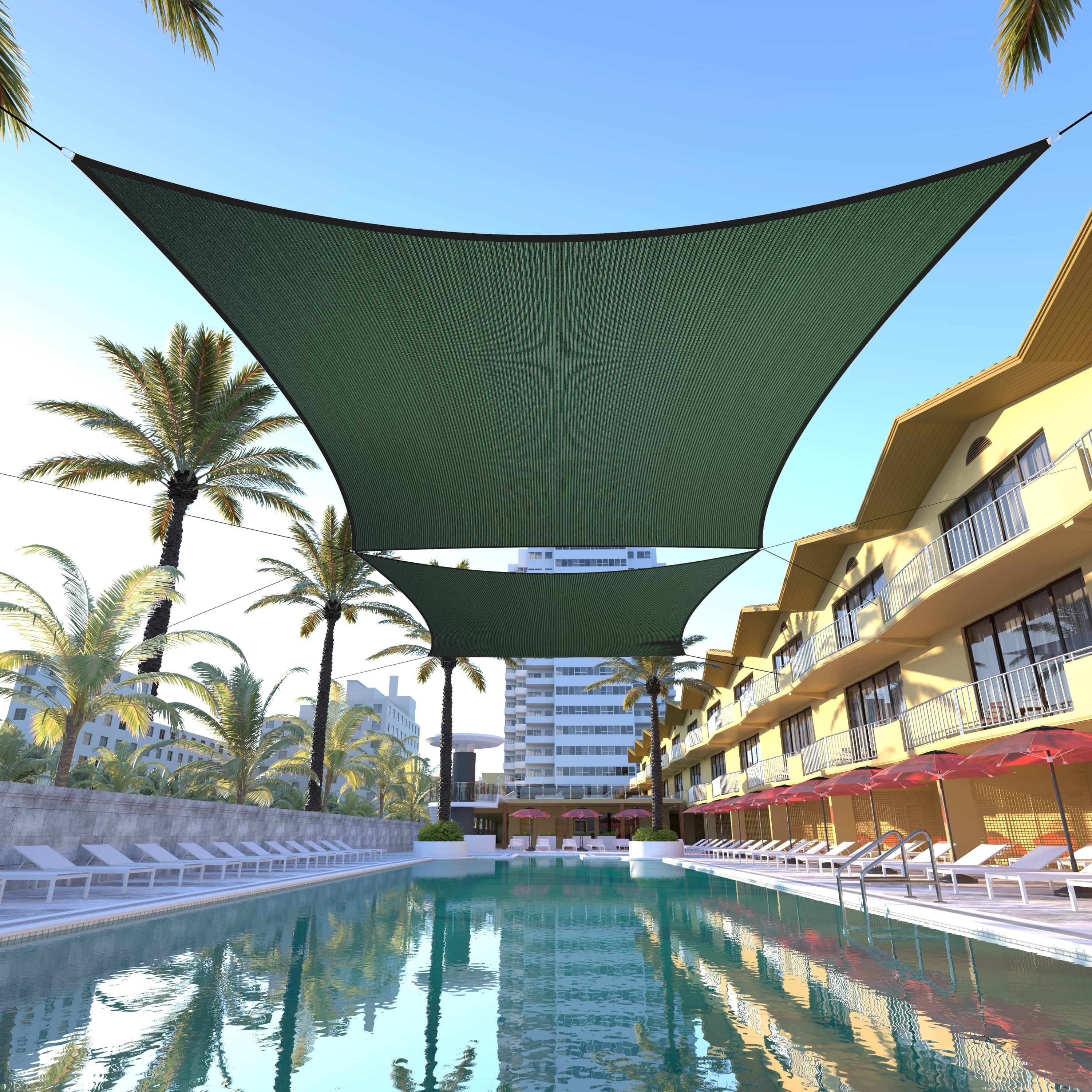 Colourtree Custom Size 11' x 19' Rectangle Green Sun Shade Sail Canopy ...