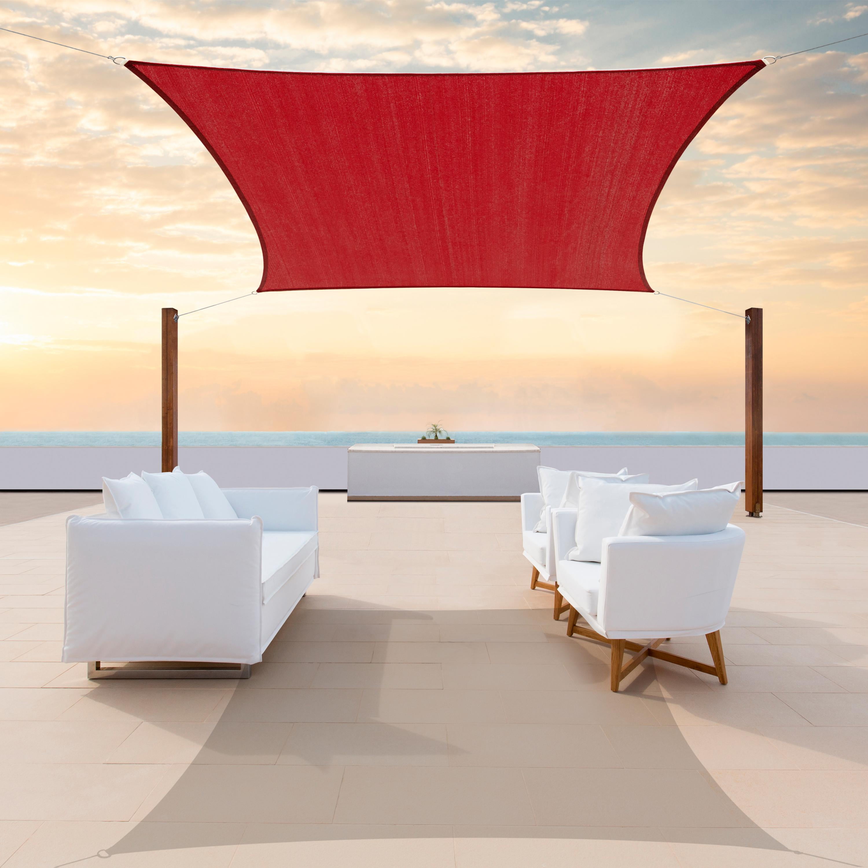 Colourtree Custom Size 9' x 19' Rectangle Red Sun Shade Sail Canopy UV ...