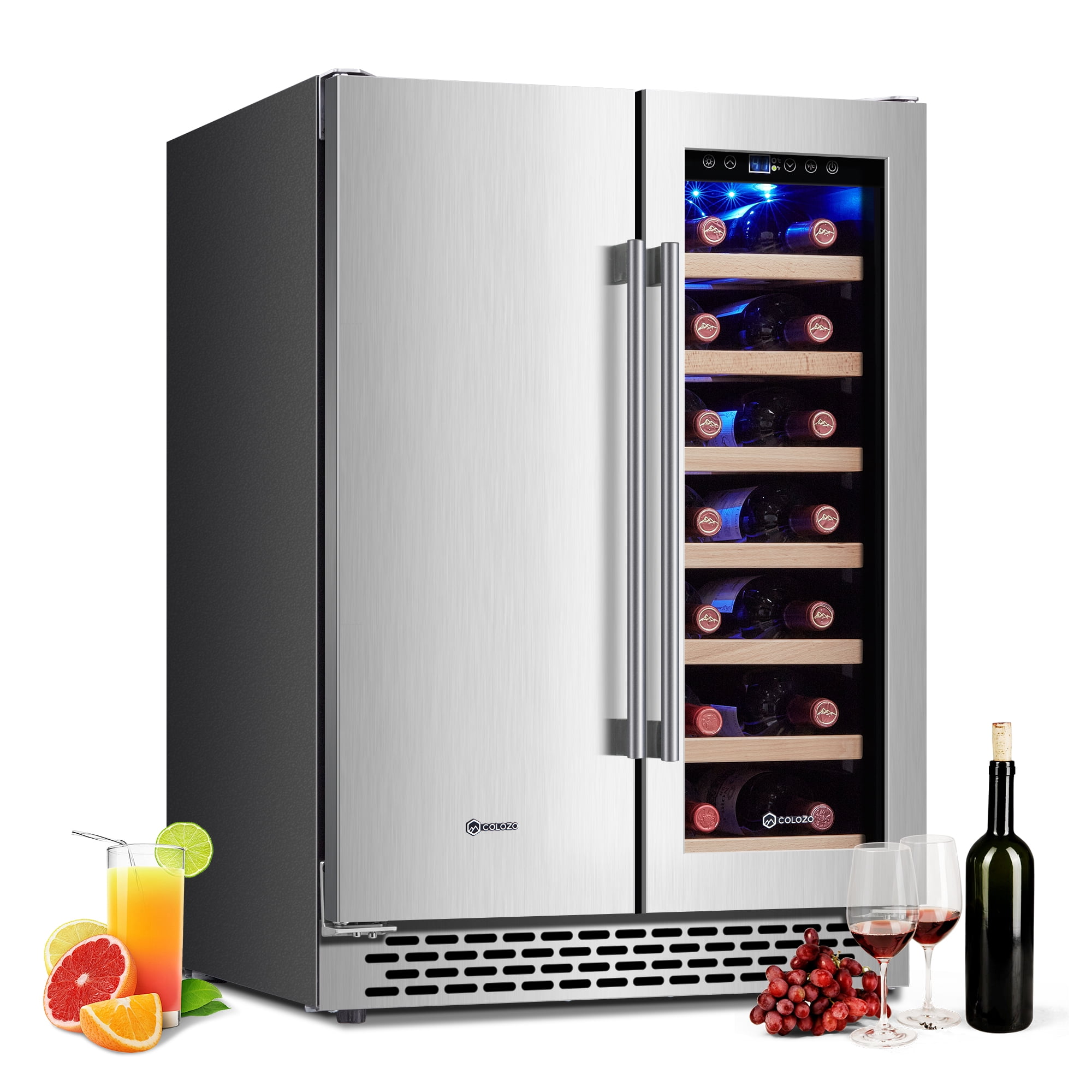 COLOZO 24 inch Wine Beverage Refrigerator,Freestanding Wine Fridge ...