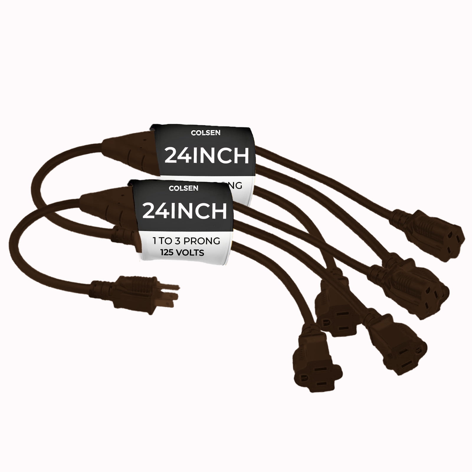 Colsen Light Extension Cord Splitter 1 to 3, 24 inch, 14AWG, 3 Prong ...
