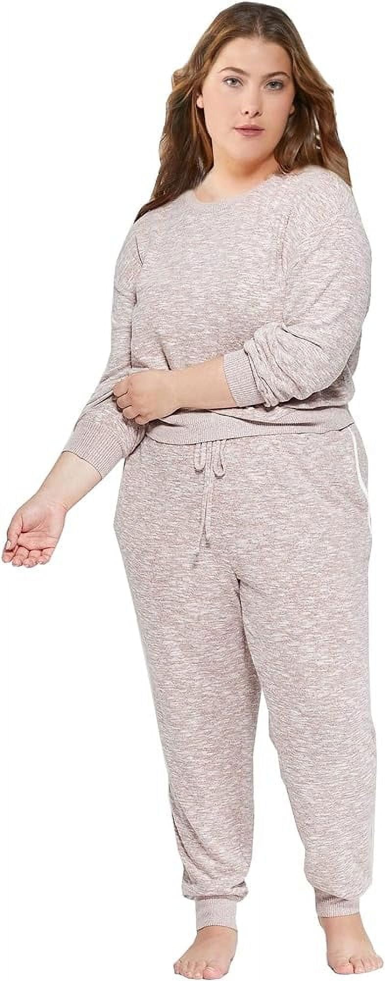 Colsie Women's Plus 2-Piece Jogger Pants and Top Lounge Set, Pink ...