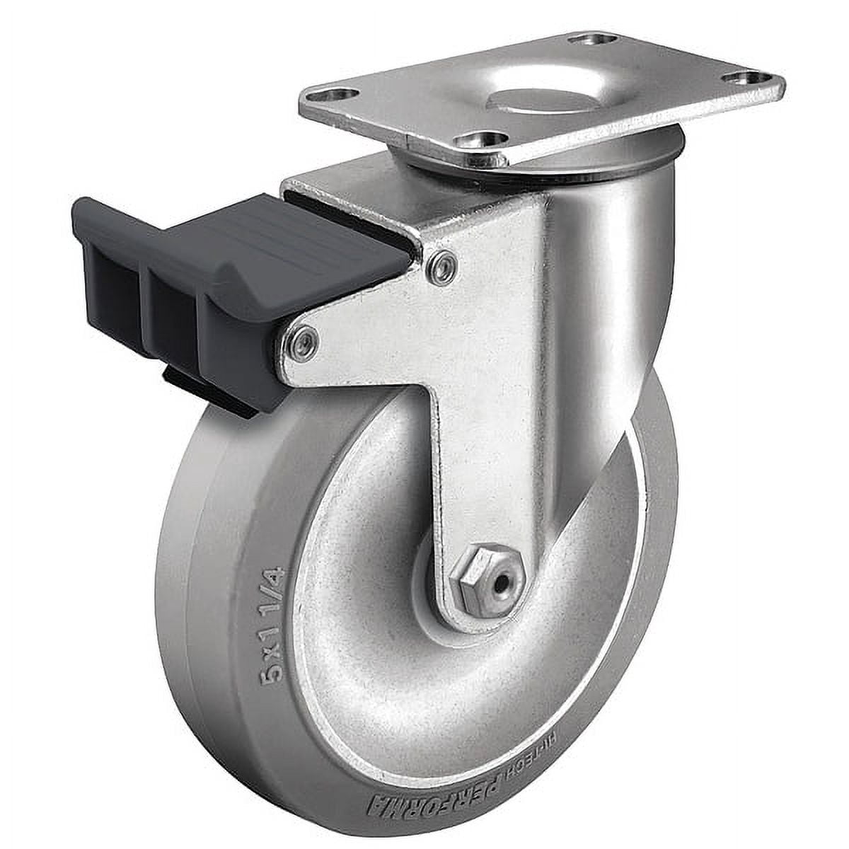 Colson Plate Caster,Swivel,Rubber,5 1/8"H 2.04256.445 BRK5 - Walmart.com
