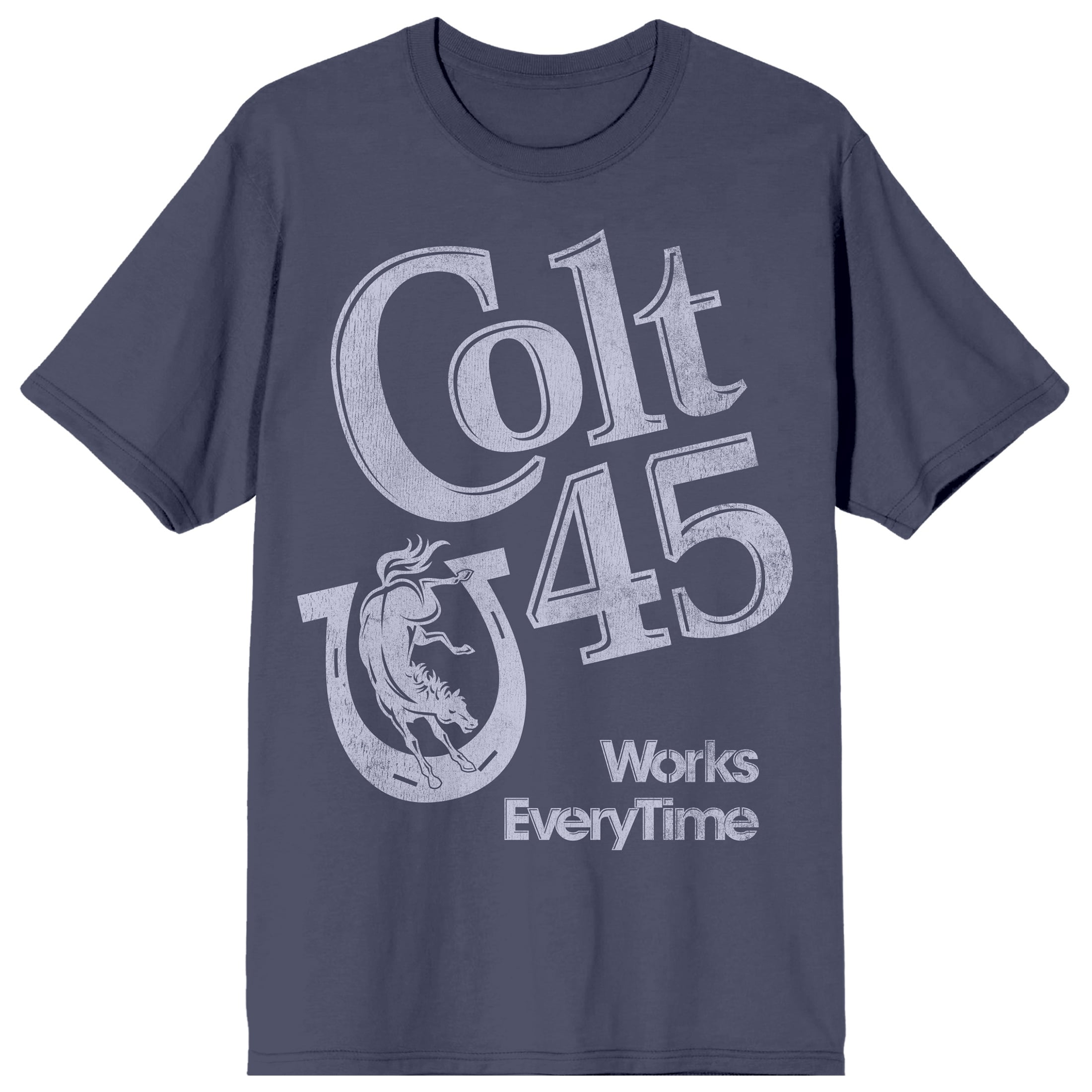 Colt 45 Works Every Time Oversized Logo Adult Navy Crew Neck Short ...